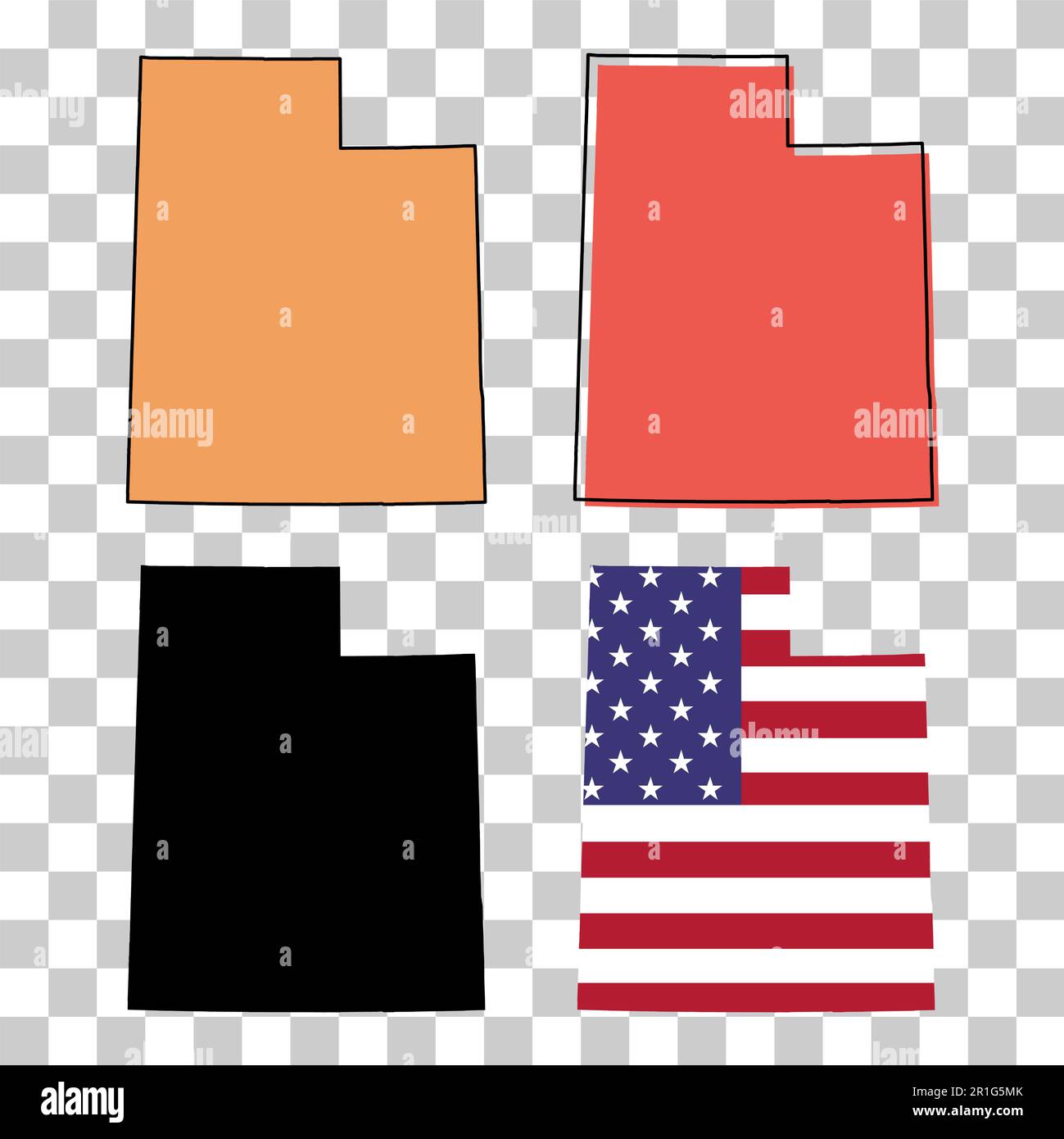 Set of Utah map shape, united states of america. Flat concept icon ...