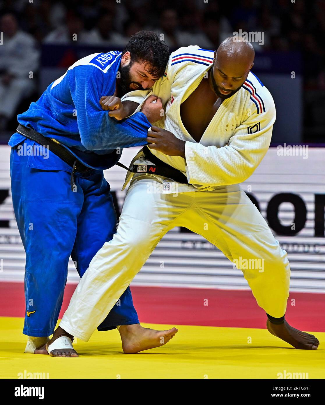 Doha. 13th May, 2023. Teddy Riner (R) of France and individual neutral athlete Inal Tasoev ...