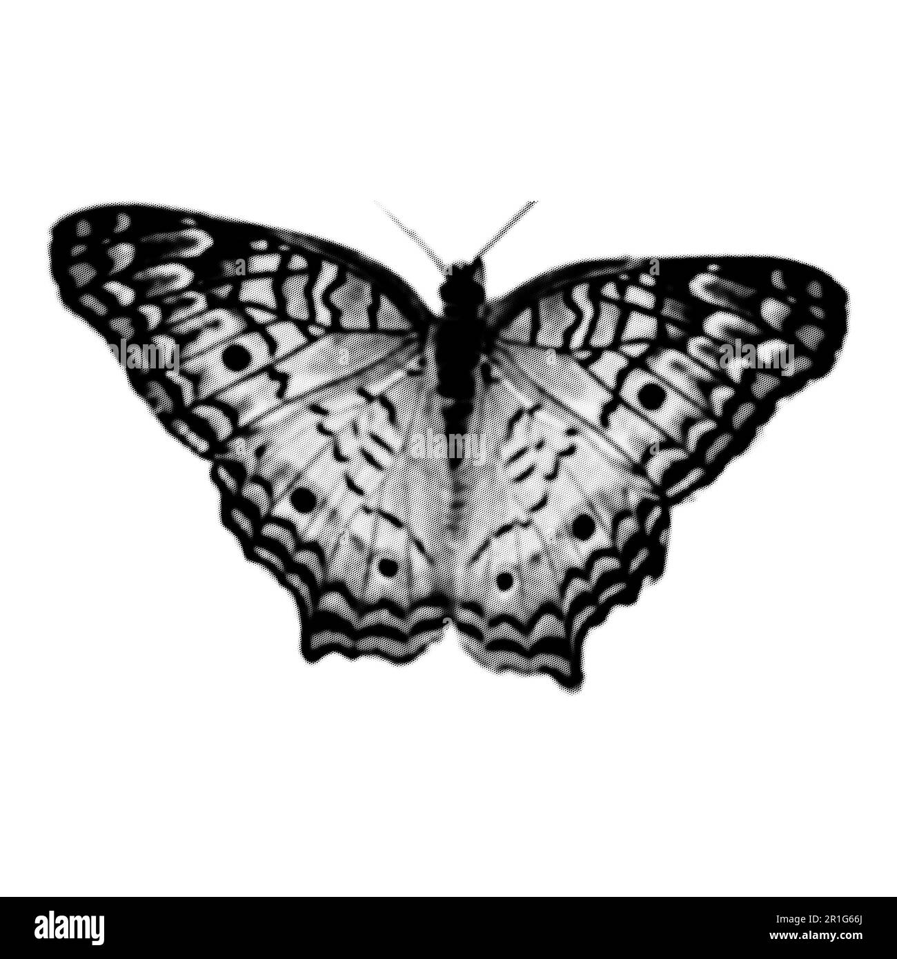 Halftone butterfly. Collage design element in trendy magazine style ...