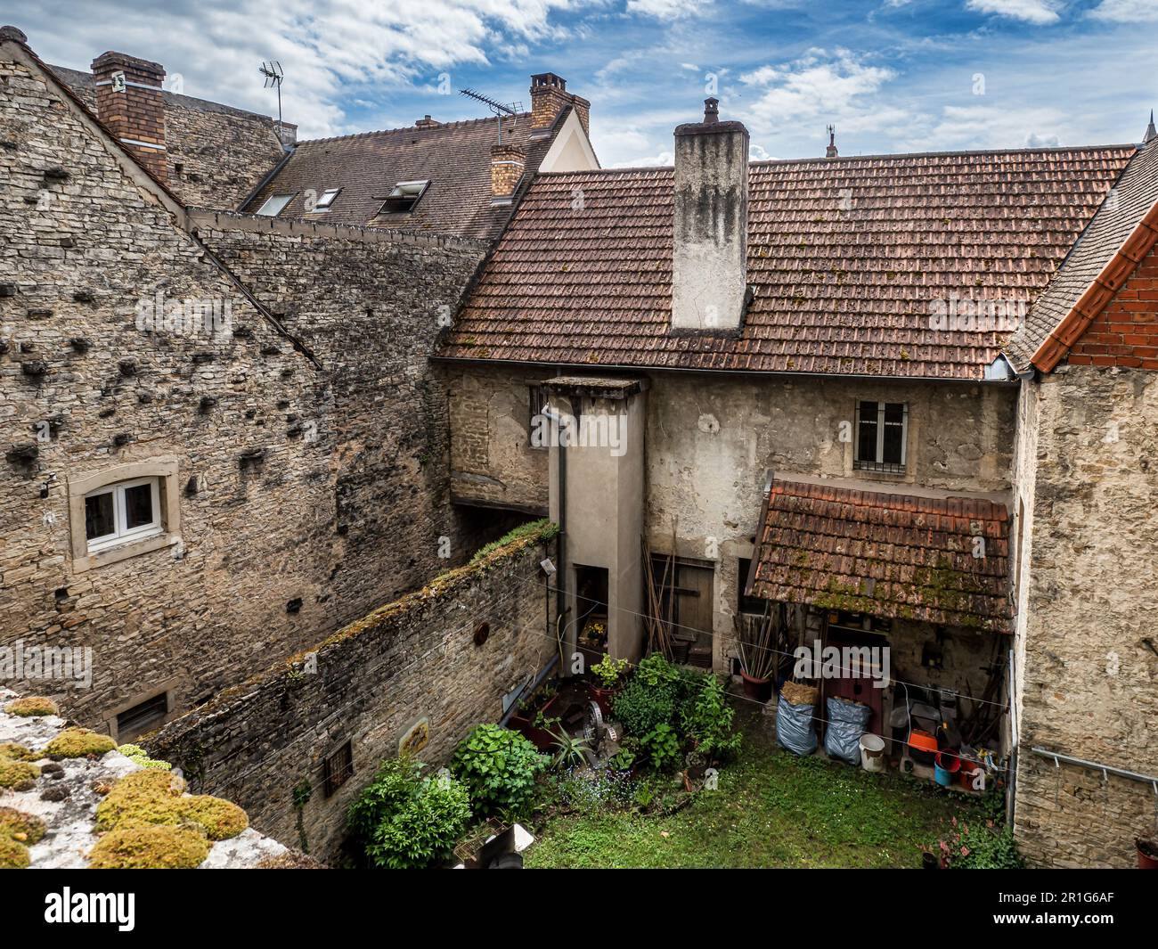 Magnificent view, empty streets of the medieval city of Beaune in ...