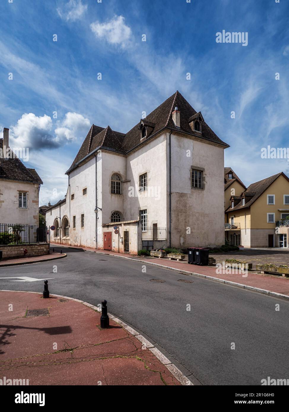 Magnificent view, empty streets of the medieval city of Beaune in ...