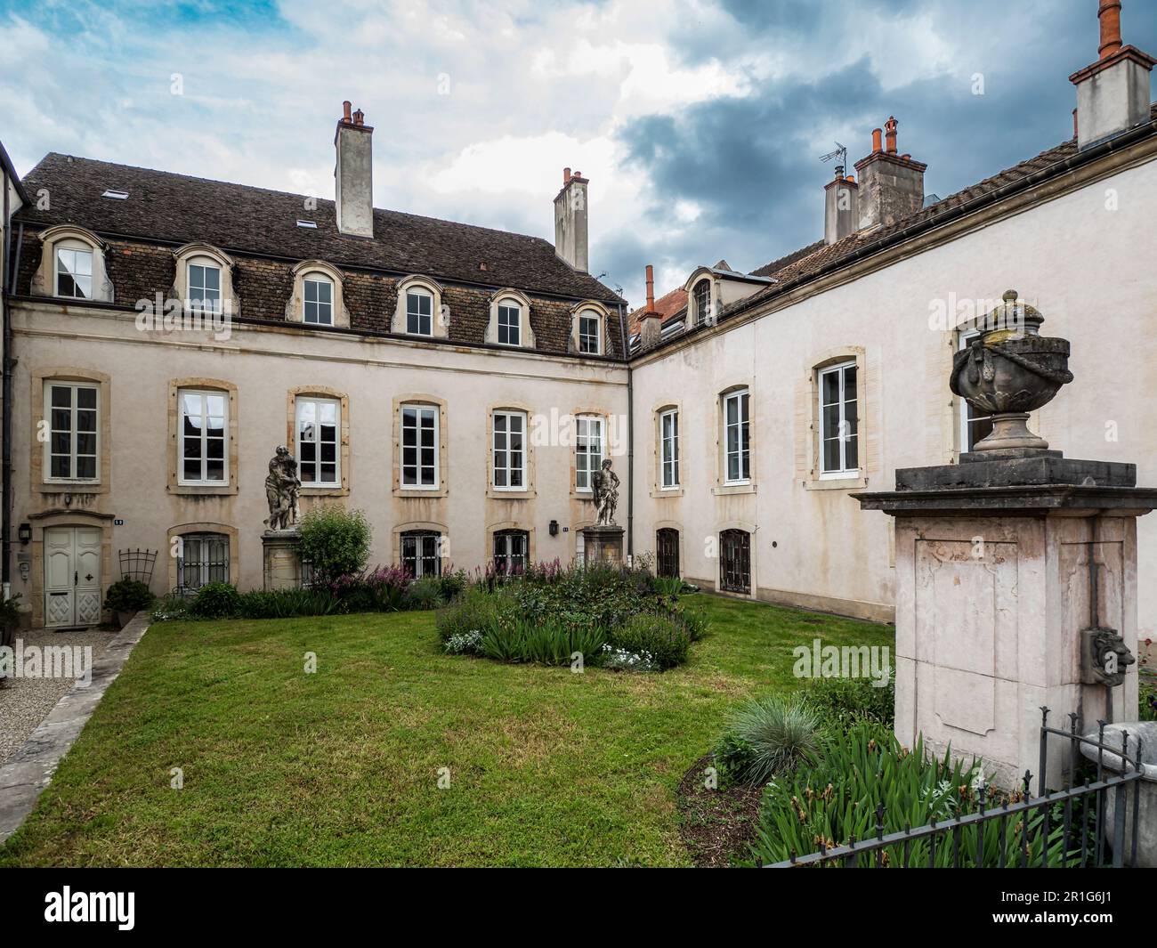 Magnificent view, empty streets of the medieval city of Beaune in ...