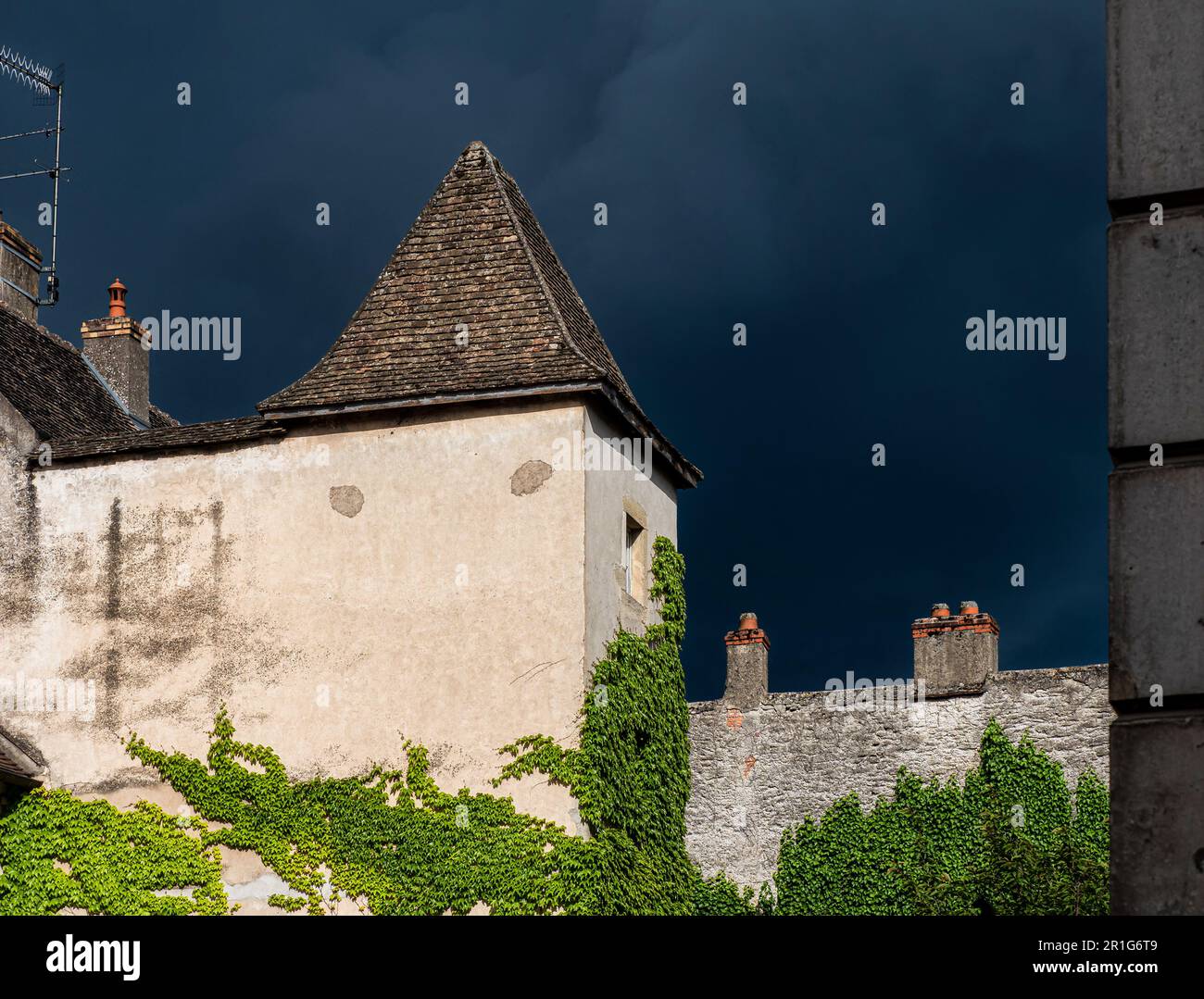 Magnificent view, empty streets of the medieval city of Beaune in ...