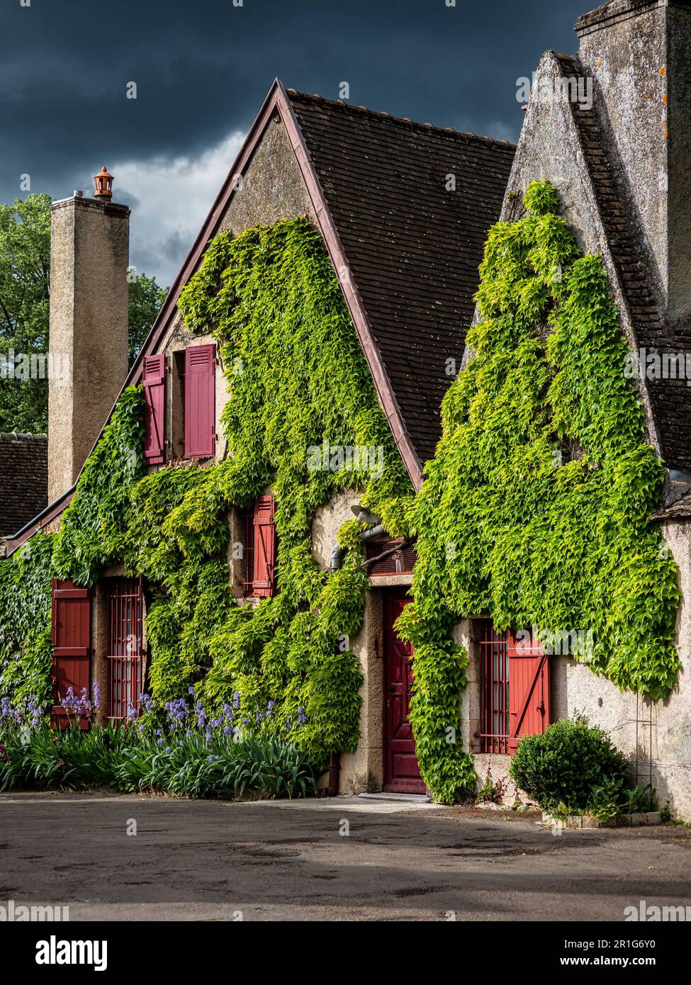 Magnificent view, empty streets of the medieval city of Beaune in ...