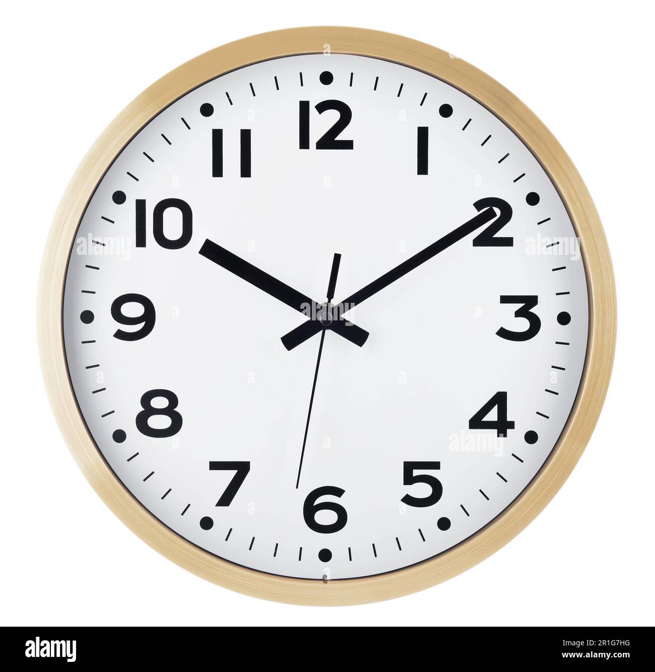 Wall clock isolated on white background. Ten past ten Stock Photo - Alamy