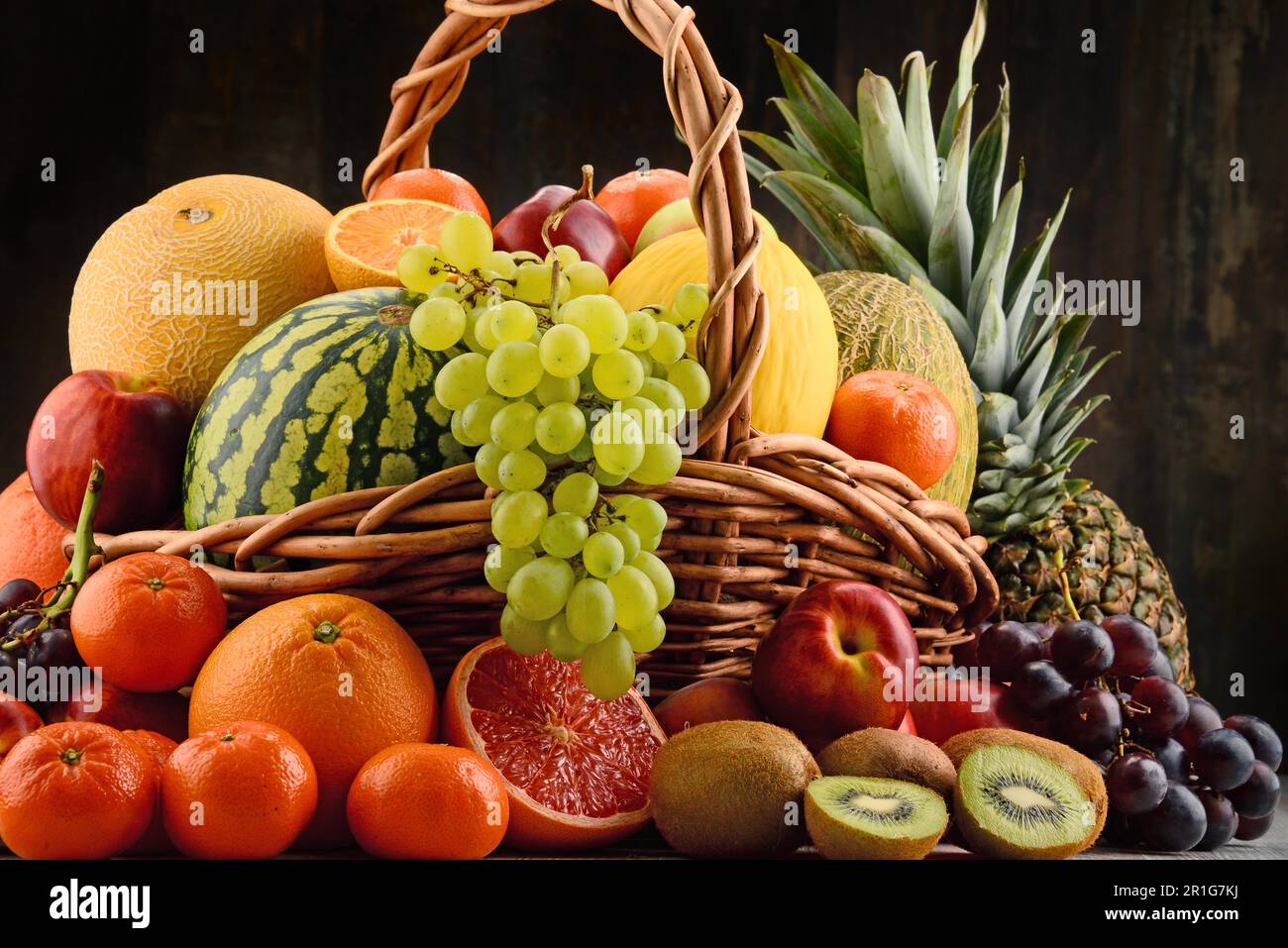 Composition with assorted fruits. Balanced diet Stock Photo - Alamy