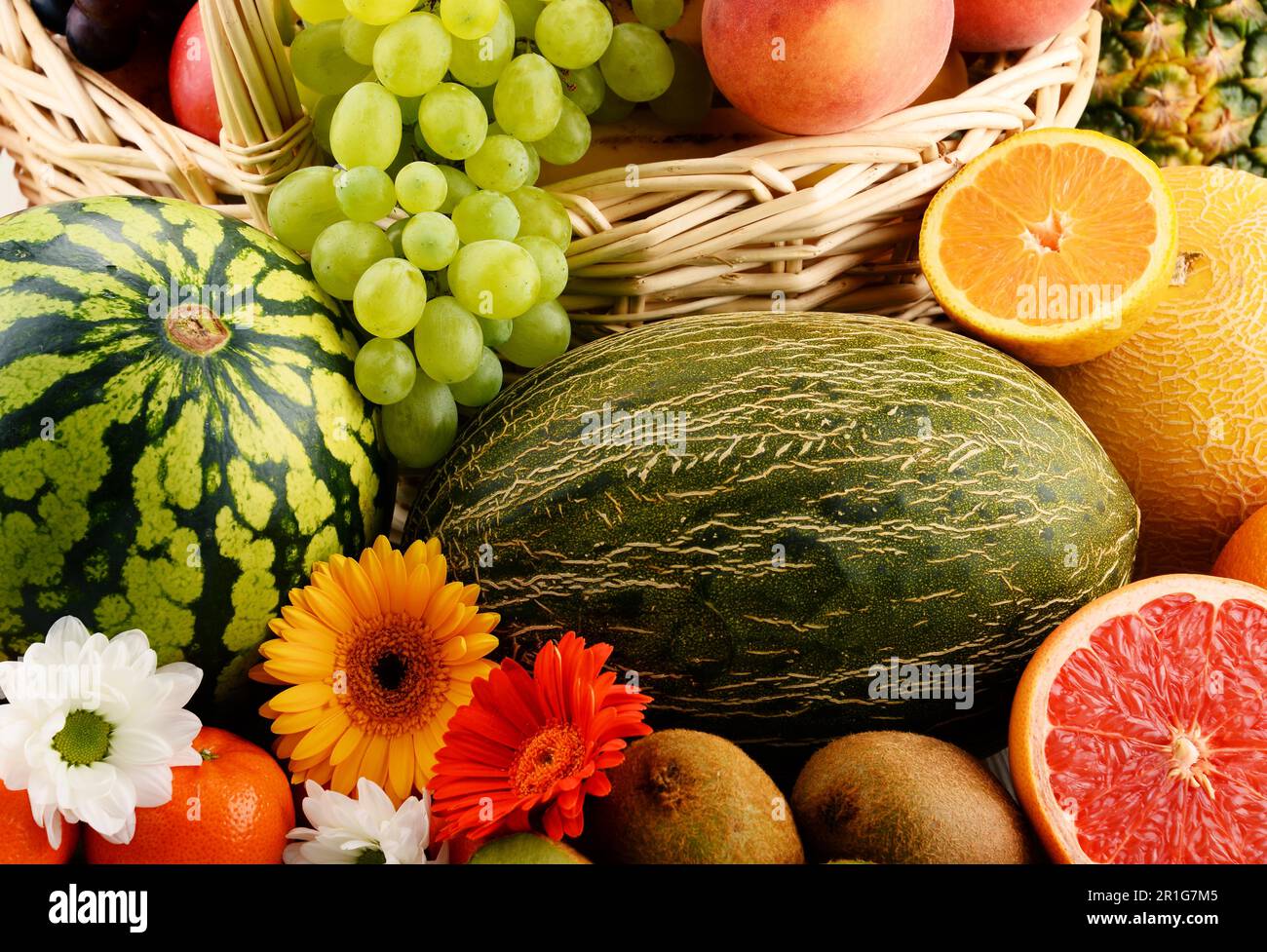 Composition with assorted fruits. Balanced diet Stock Photo - Alamy