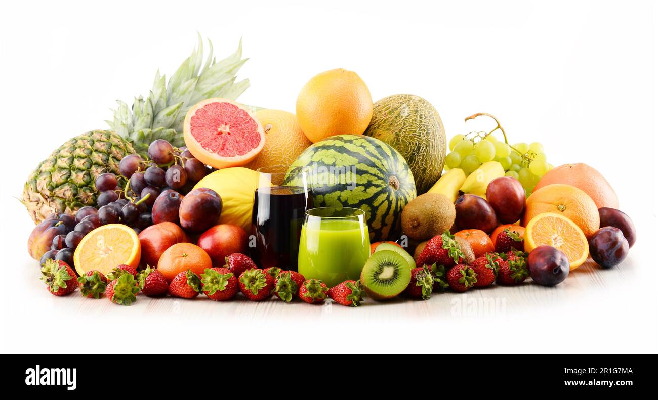 Composition with assorted fruits. Balanced diet Stock Photo - Alamy