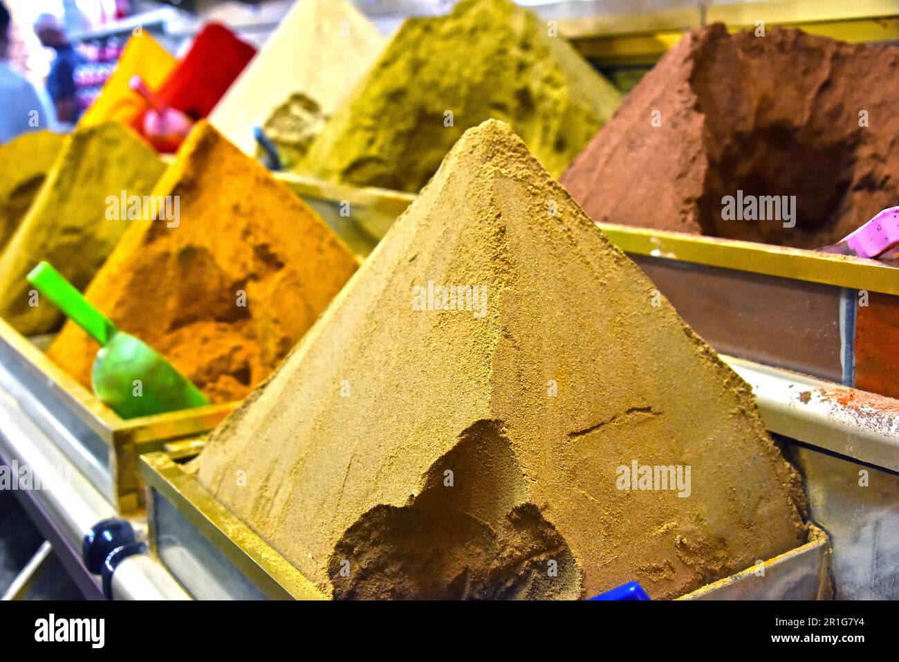 Variety of spices on the arab street market stall Stock Photo - Alamy