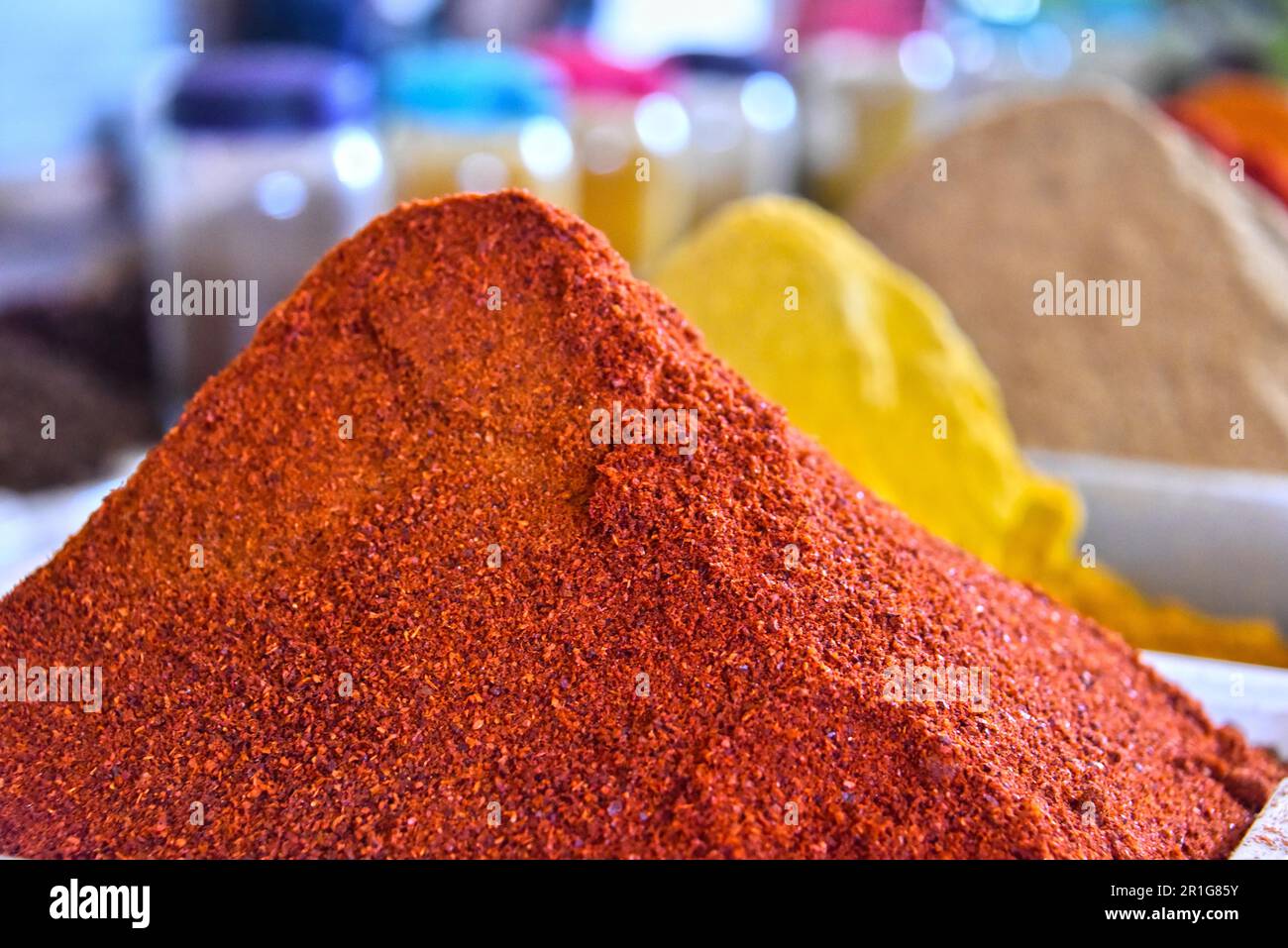 Variety of spices on the arab street market stall Stock Photo - Alamy