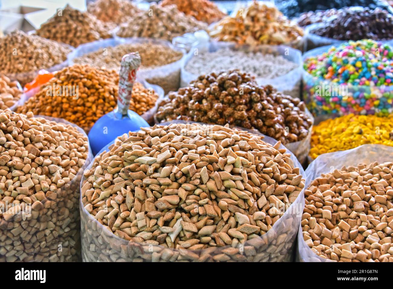 Dried food products on the arab street market stall Stock Photo - Alamy