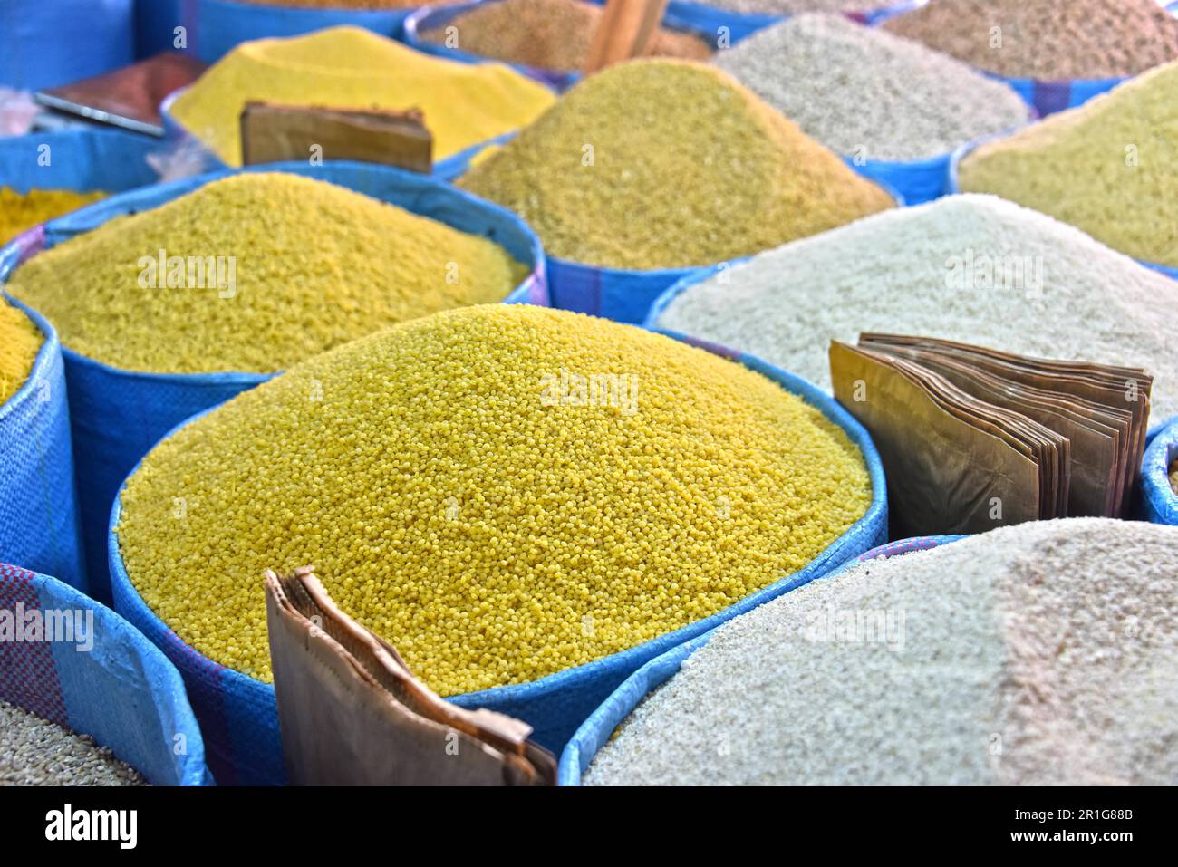 Dried food products on the arab street market stall Stock Photo - Alamy