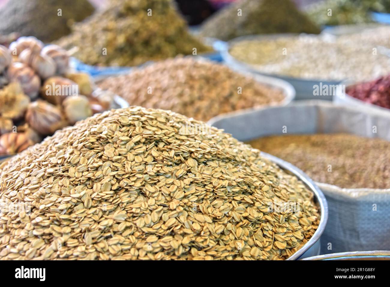 Dried food products on the arab street market stall Stock Photo - Alamy