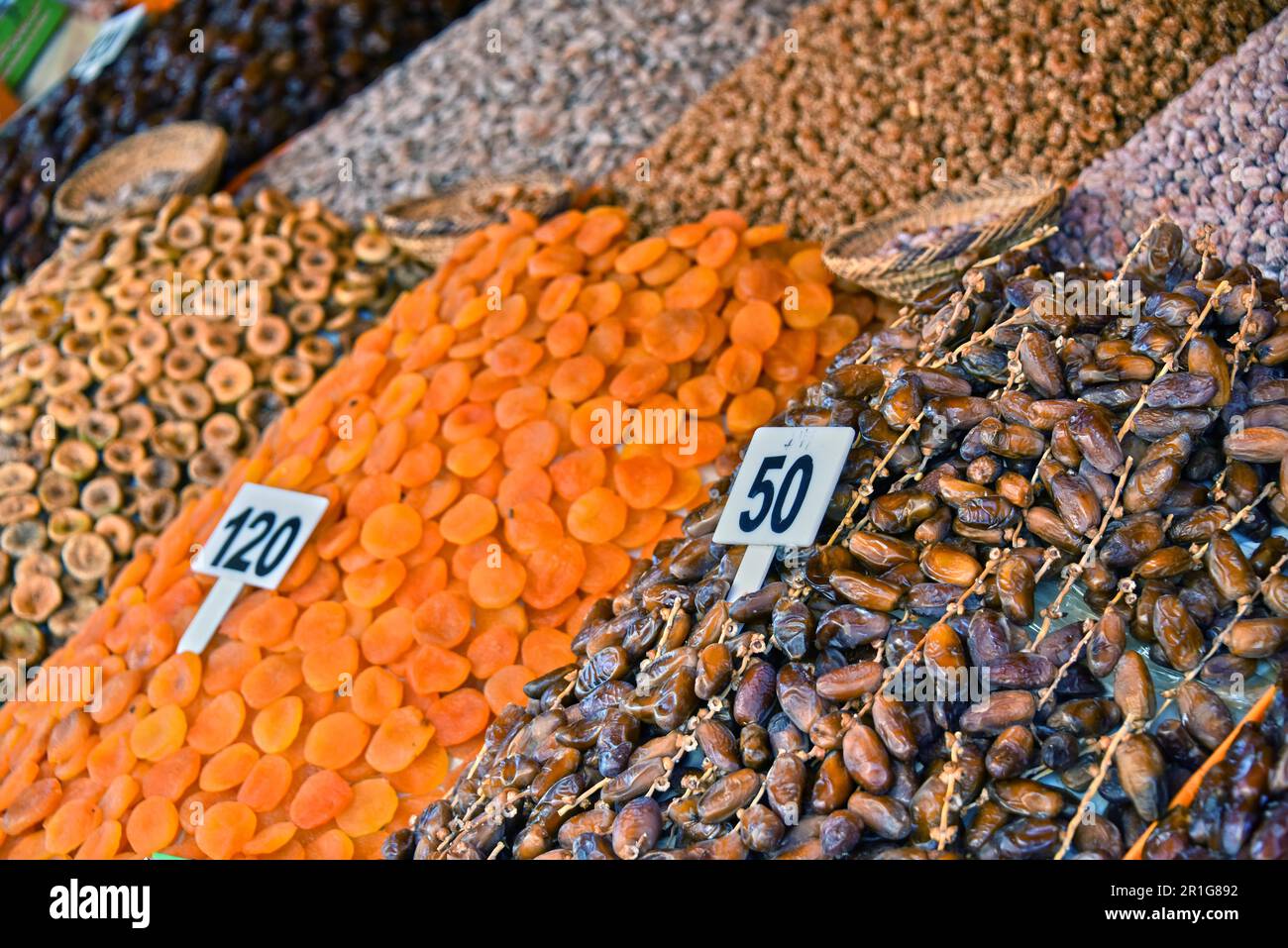 Dried food on the arab street market stall Stock Photo - Alamy