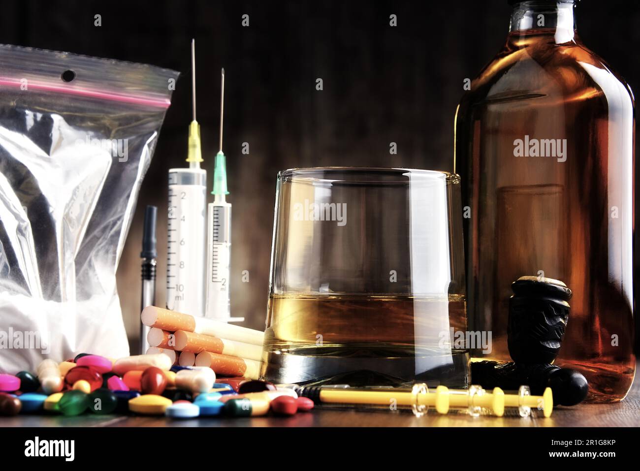 Variety of addictive substances, including alcohol, cigarettes and ...