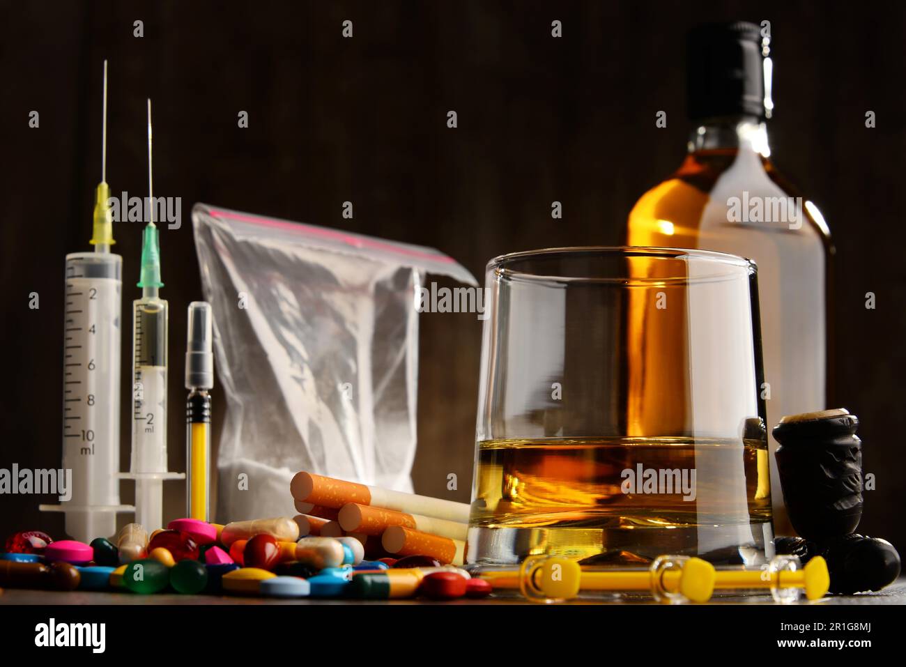 Variety of addictive substances, including alcohol, cigarettes and ...