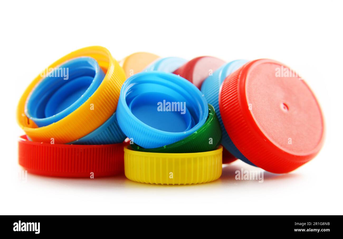 Composition with colorful plastic bottle caps Stock Photo - Alamy