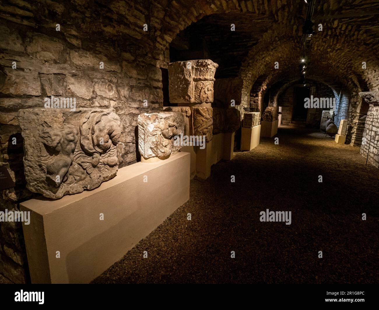 Archaeological Museum in a medieval abbey in the center of Dijon, the ...