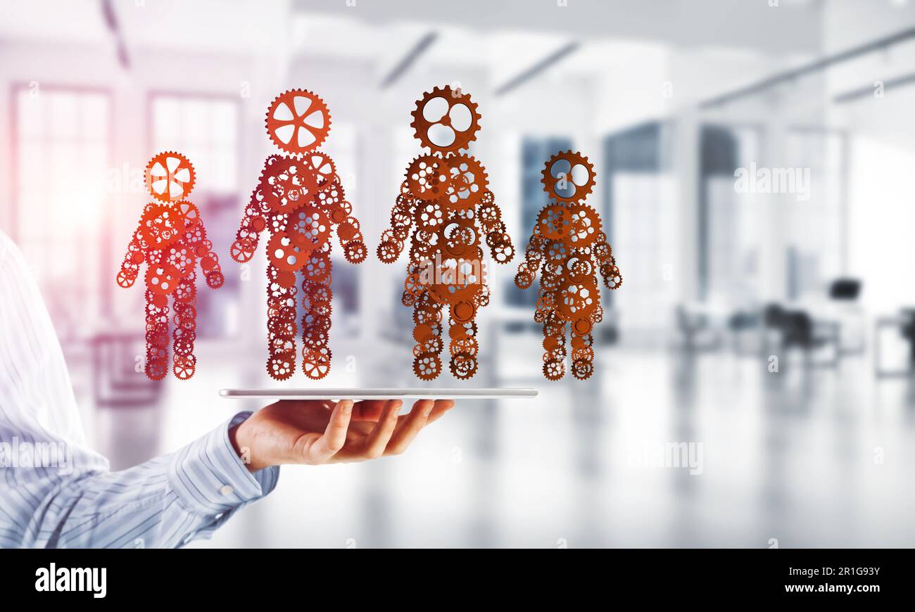 Concept of cooperation or maybe family with two figures presenting ...