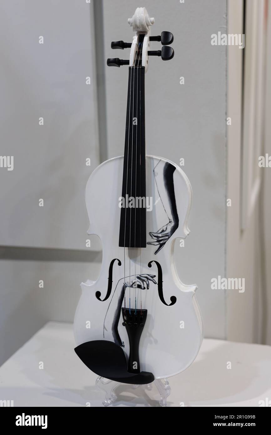 Handcrafted Wooden Violin Painted in White Color Stock Photo - Alamy