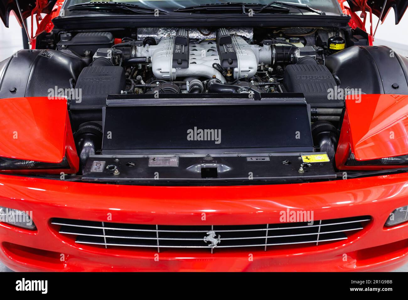 Engine of a Ferrari 456 with an Open Hood Stock Photo - Alamy