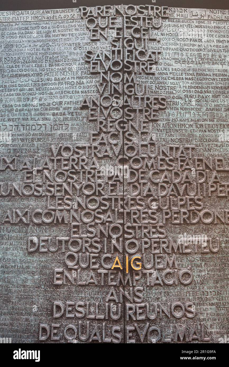 Our Father Prayer Written on a Door of the Sagrada Familia, Barcelona ...