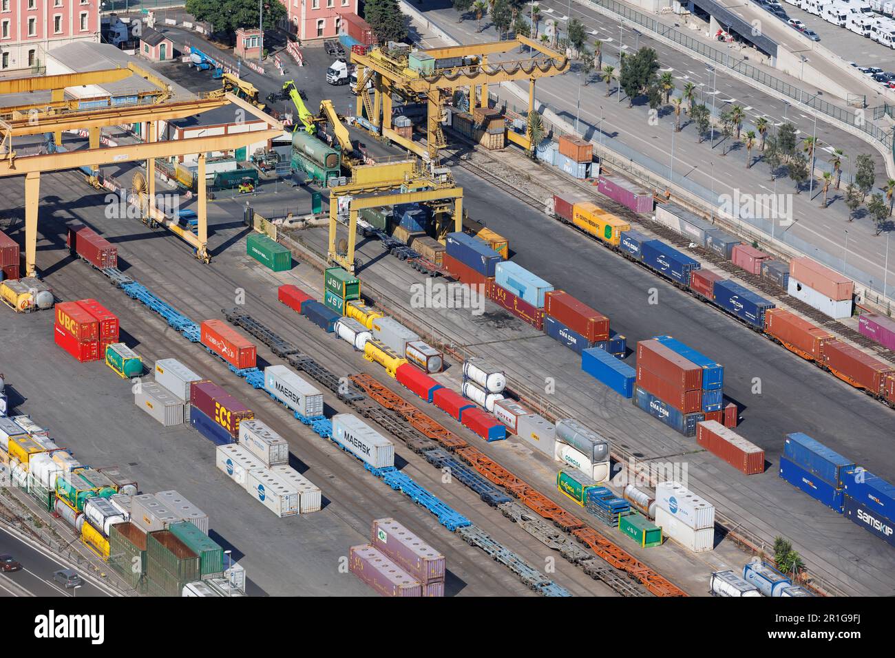 Containers already Prepared in Line on Rail ready to be transported -t ...