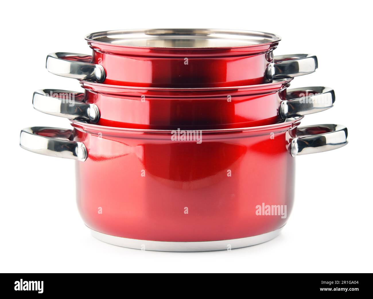 Steel pots isolated on white background Stock Photo - Alamy