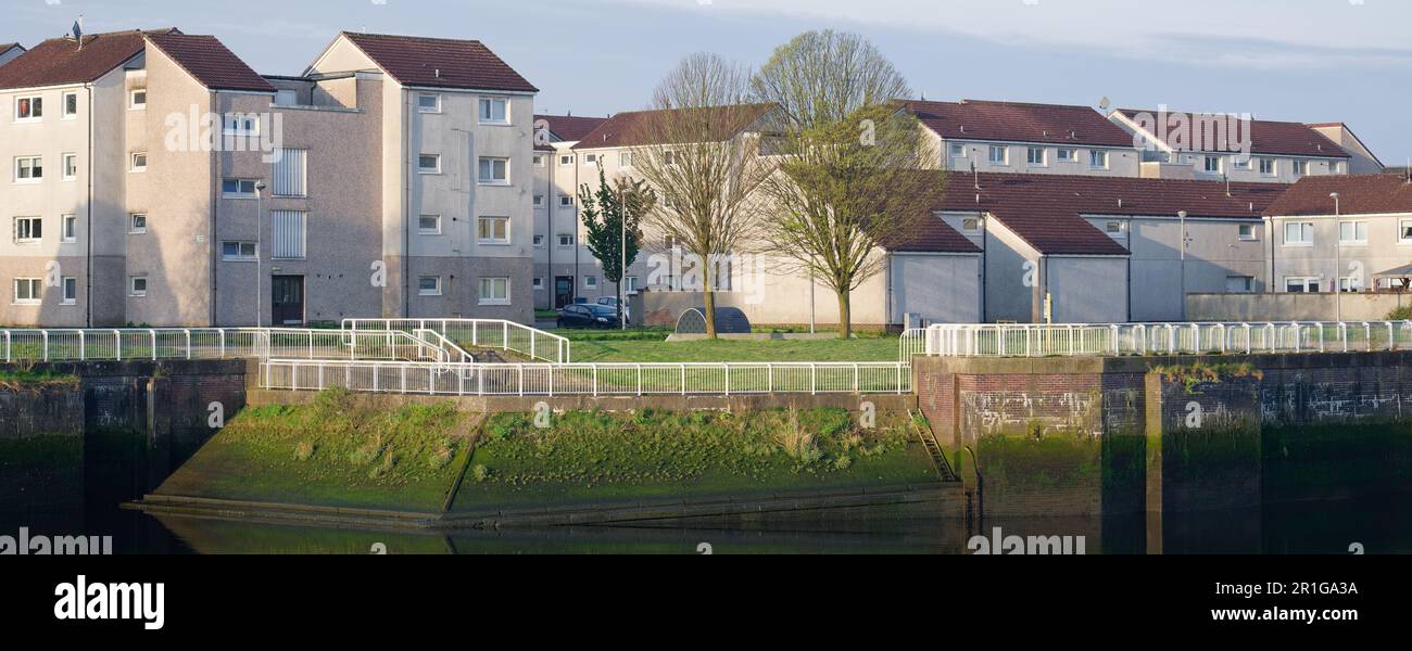 Council houses in poor estate with high populations and many social ...