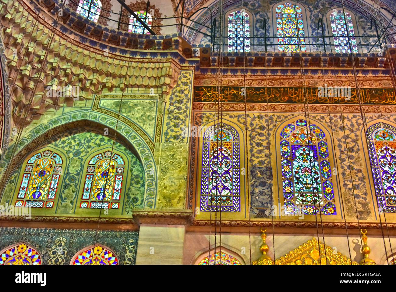 Interior of Sultan Ahmed Mosque or Blue Mosque in Istanbul, Turkey ...