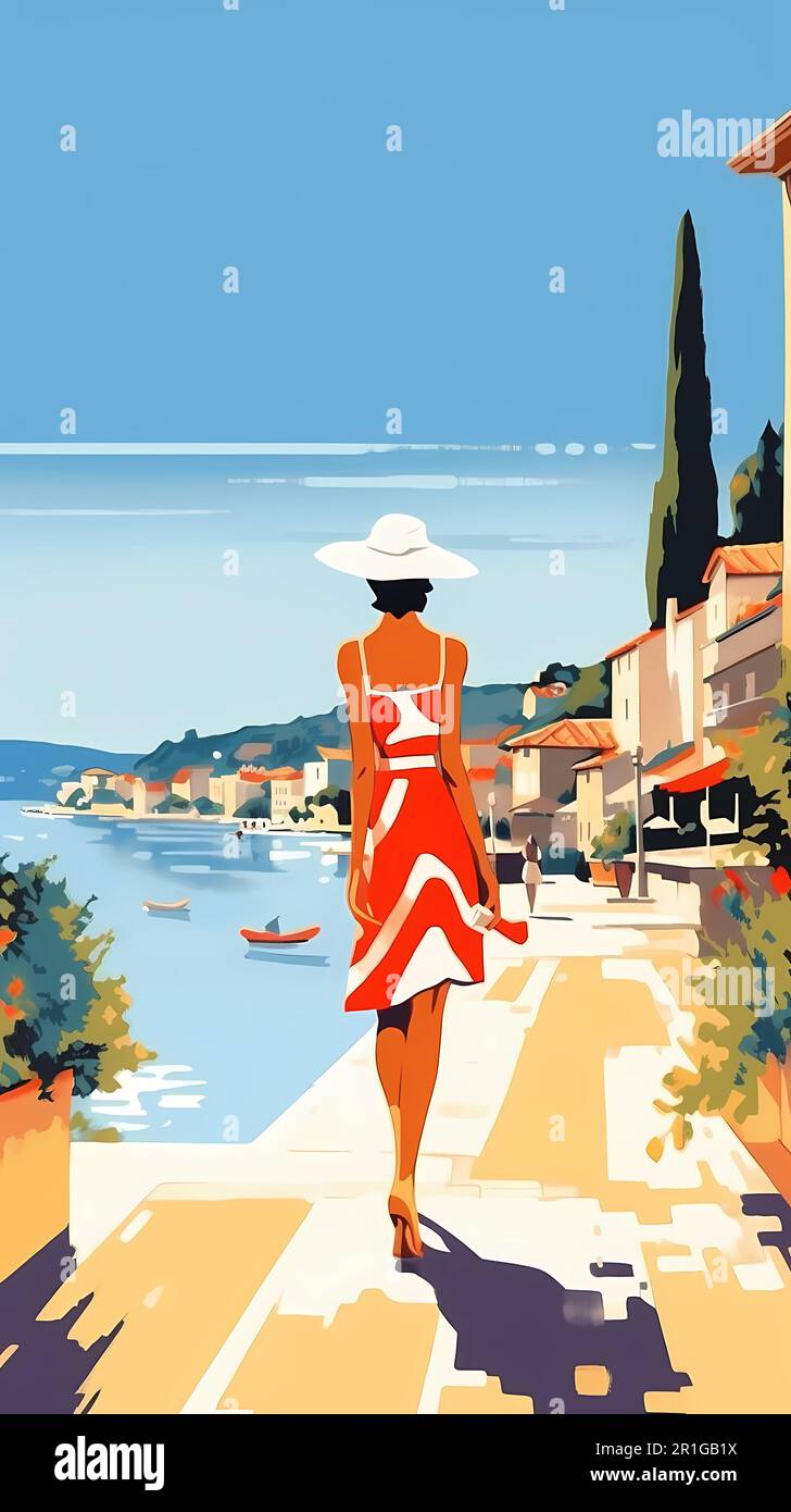 Beautiful summer day in a small town by the sea Stock Photo - Alamy