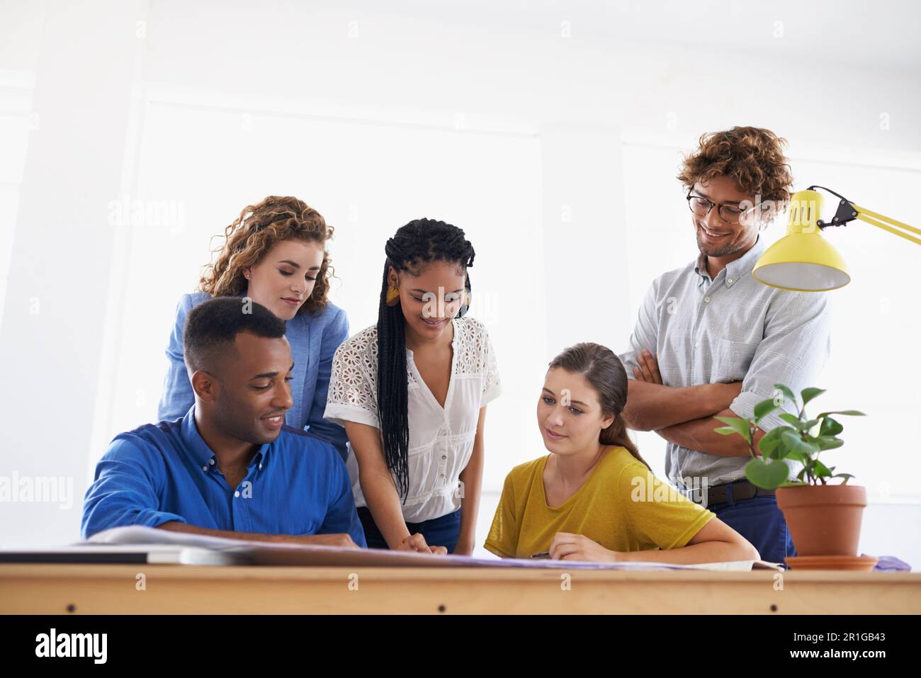 Diversity, business people and documents in team strategy for planning ...
