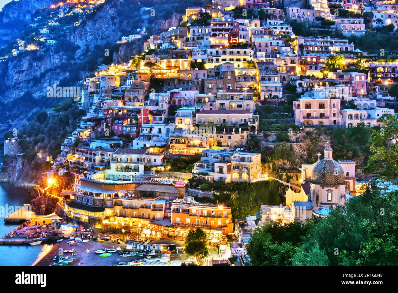 City of Positano on Amalfi coast in the province of Salerno, Campania ...