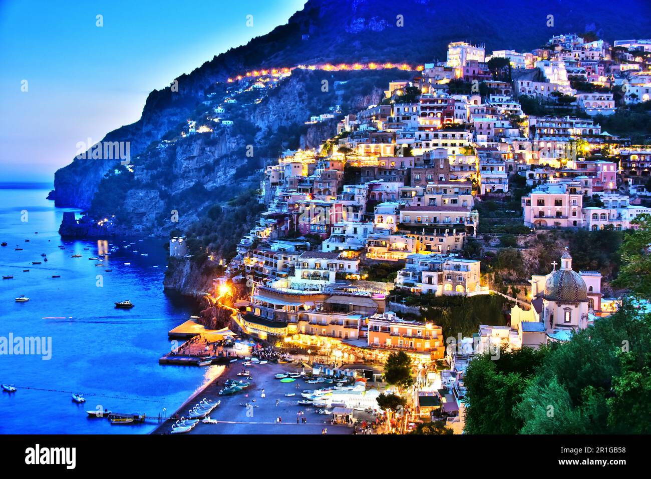 City of Positano on Amalfi coast in the province of Salerno, Campania ...