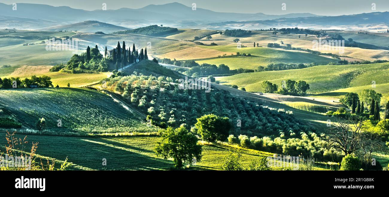 Landscape view of Val d'Orcia, Tuscany, Italy. UNESCO World Heritage ...