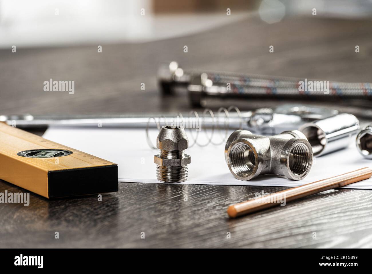 Steel water fittings for hydraulic system Stock Photo - Alamy
