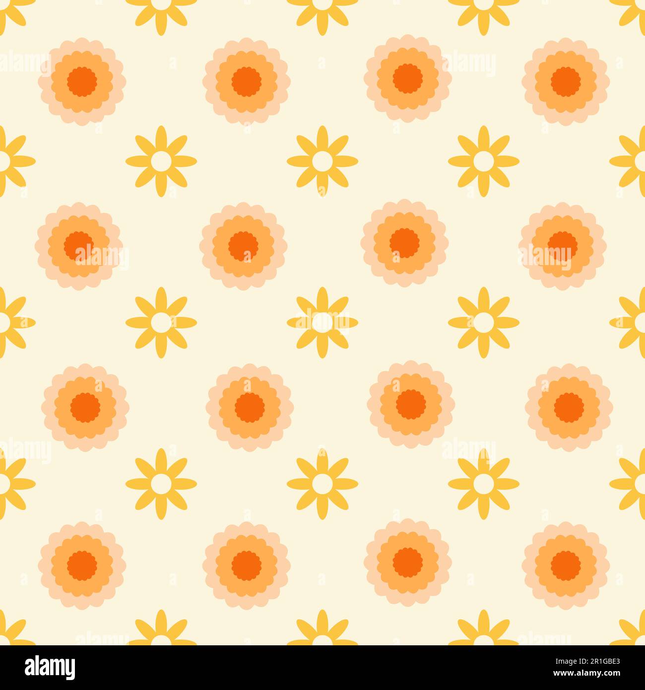 Simple floral pattern in retro style. Vector hand drawn illustration ...