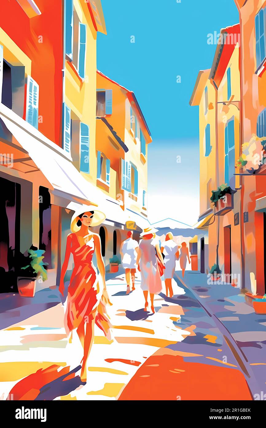 Beautiful summer day in a small town by the sea Stock Photo - Alamy