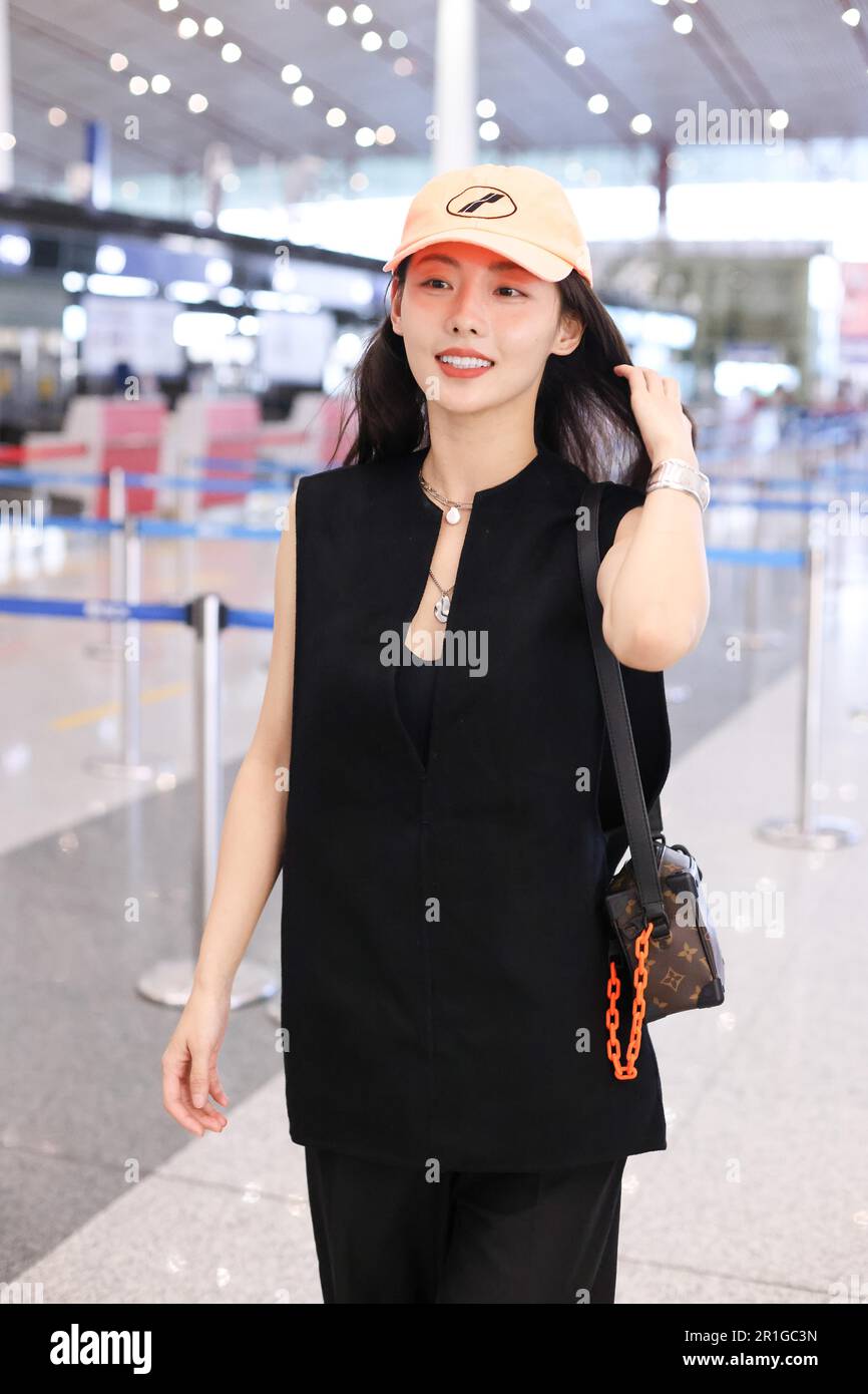 Chinese actress and singer Jenny Zhang appeared at airport in Beijing, China. 12th May, 2023 ...