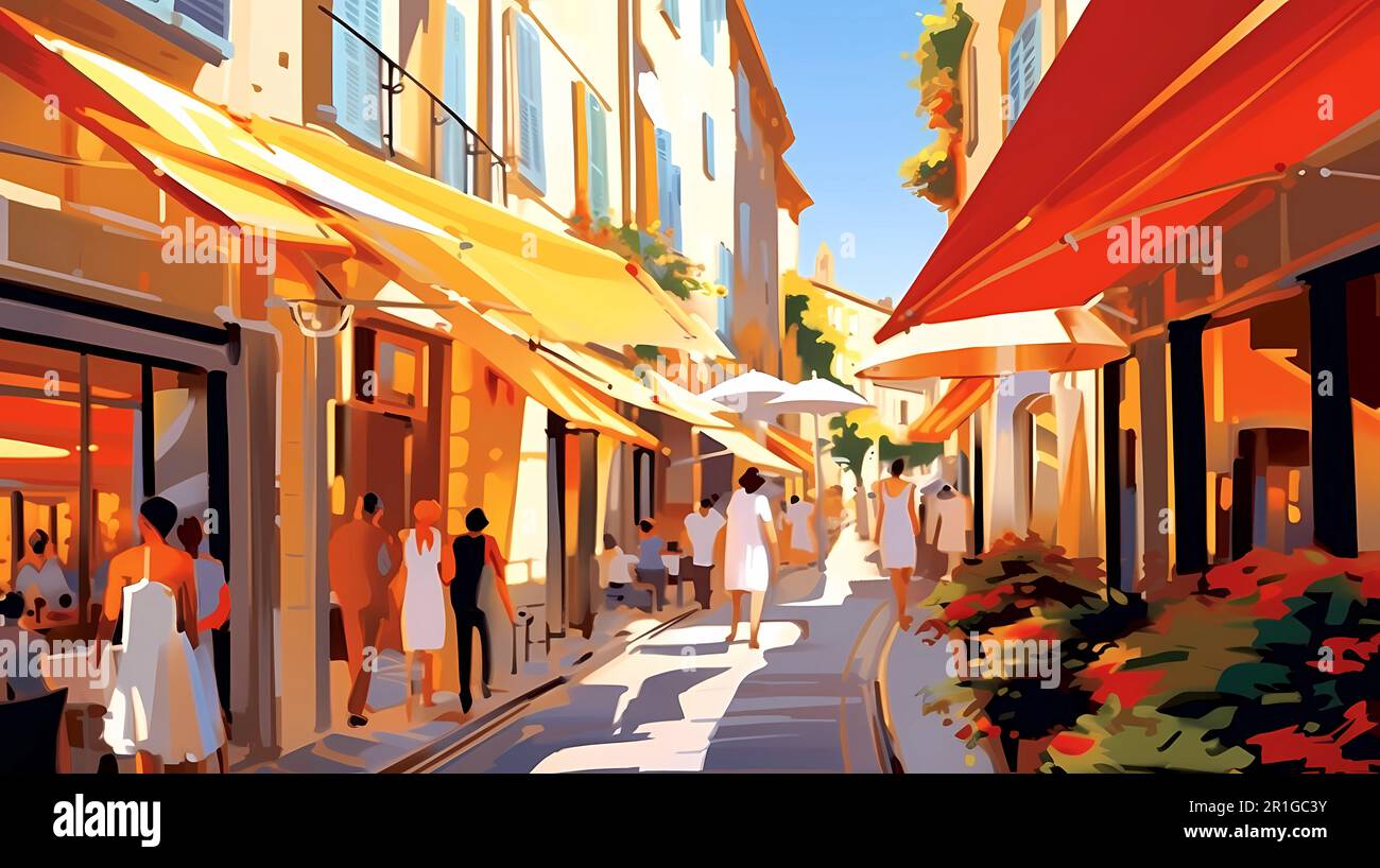 Beautiful summer day in a small town by the sea Stock Photo - Alamy