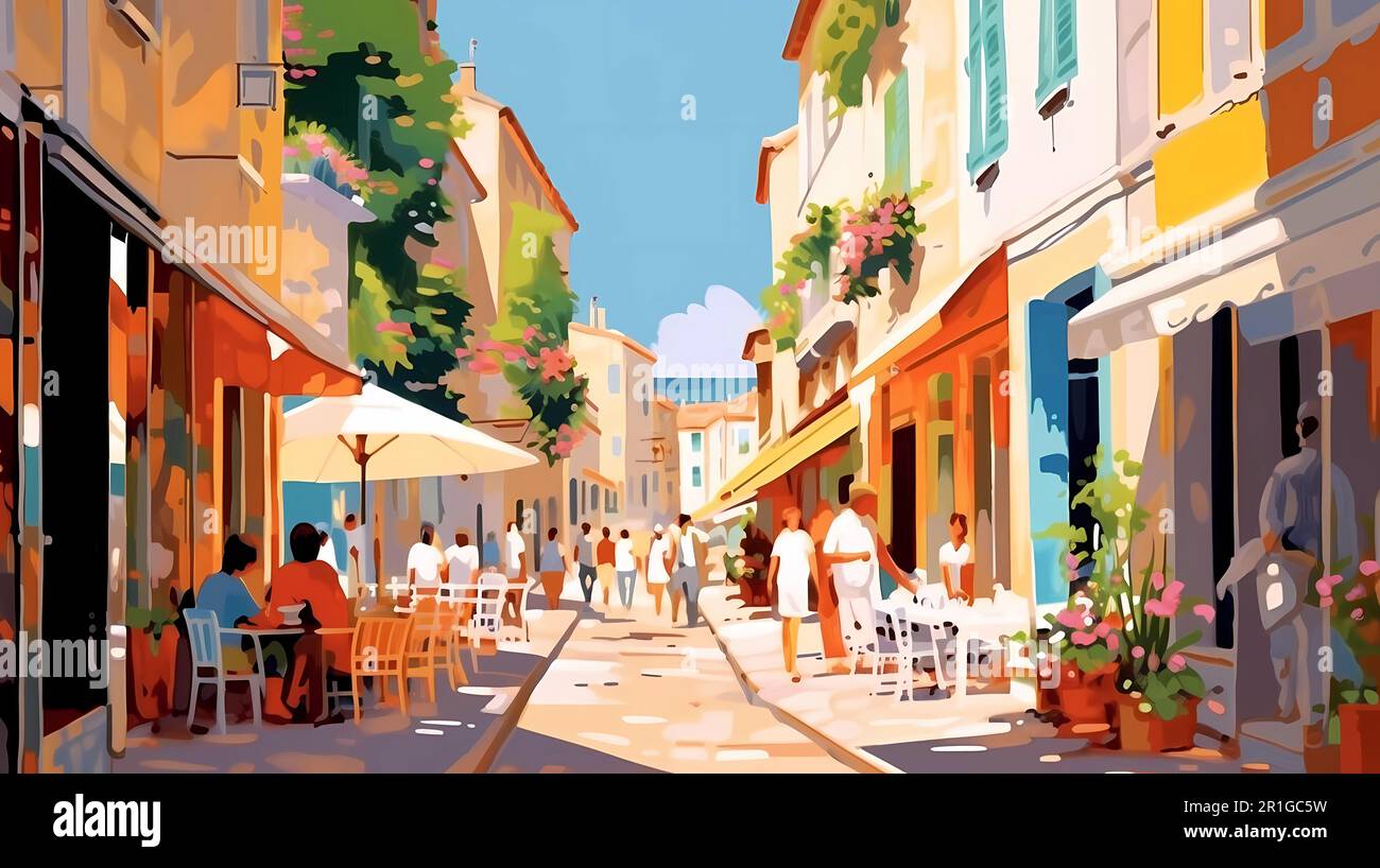 Beautiful summer day in a small town by the sea Stock Photo - Alamy