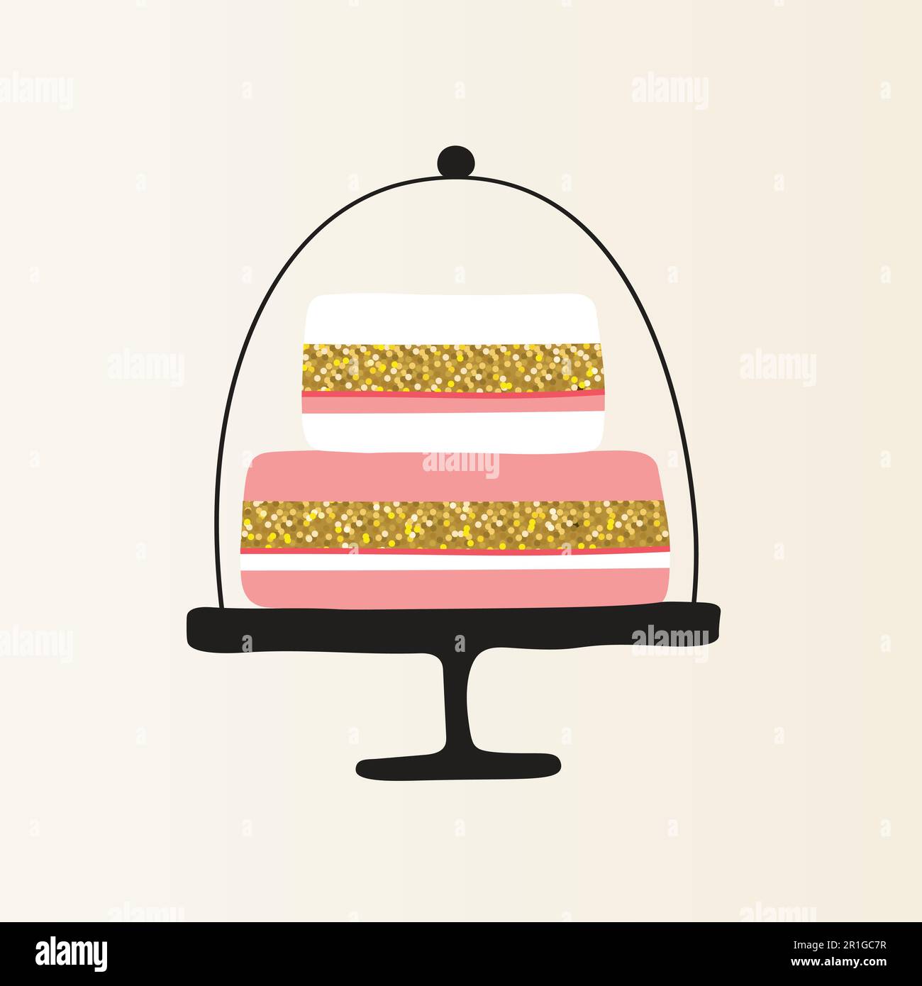 Three-story Birthday Cake. Cute Vector illustration in simple style ...