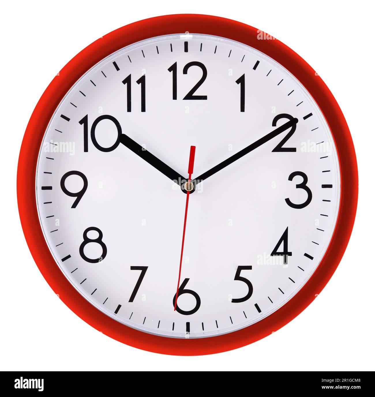 Wall clock isolated on white background. Ten past ten Stock Photo - Alamy