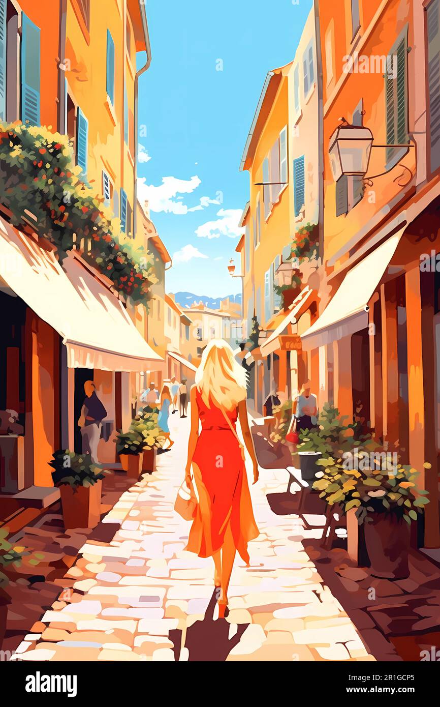 Beautiful summer day in a small town by the sea Stock Photo - Alamy