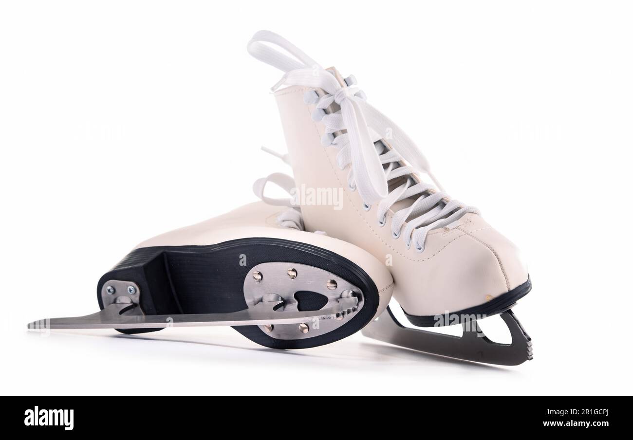 Pair of figure skates isolated on white background Stock Photo - Alamy