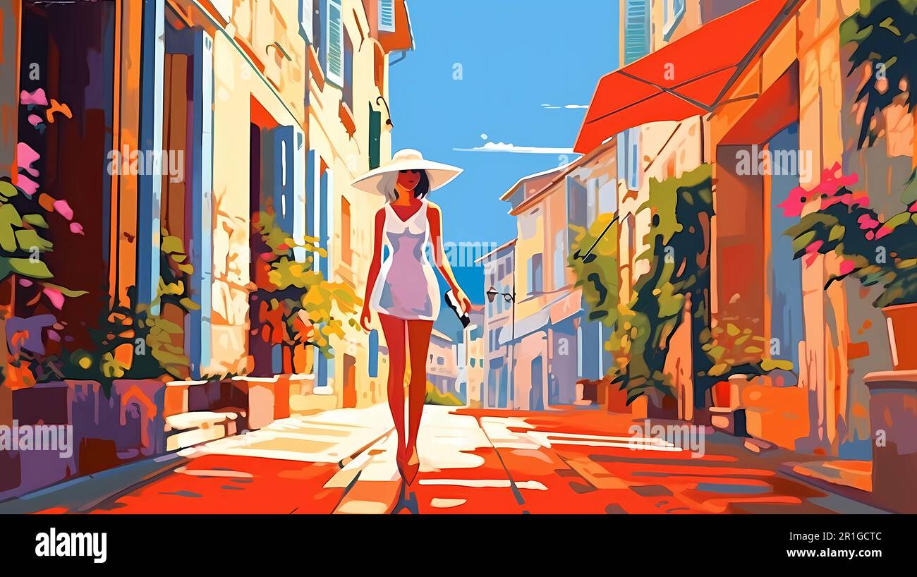 Beautiful summer day in a small town by the sea Stock Photo - Alamy