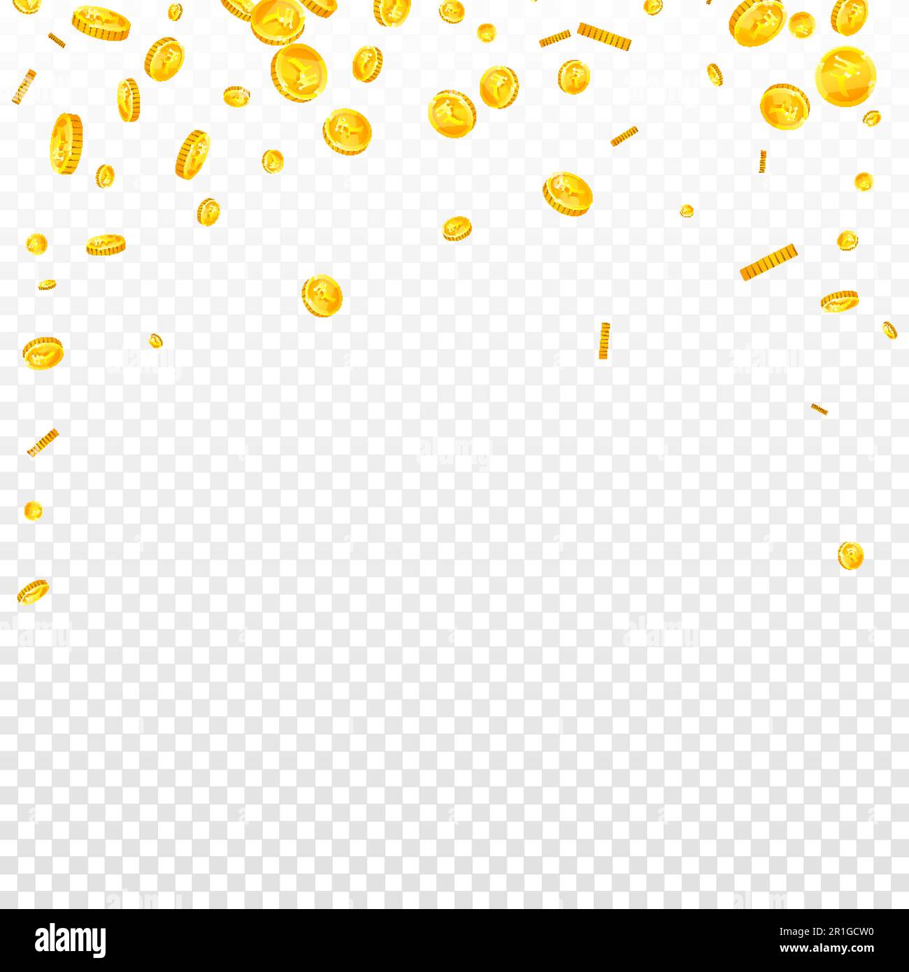 Indian rupee coins falling. Scattered gold INR coins. India money ...