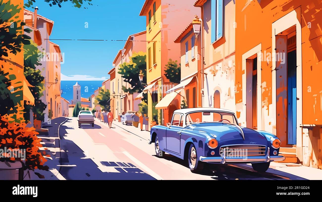 Beautiful summer day in a small town by the sea Stock Photo - Alamy