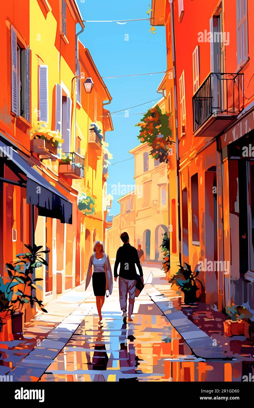 Beautiful summer day in a small town by the sea Stock Photo - Alamy