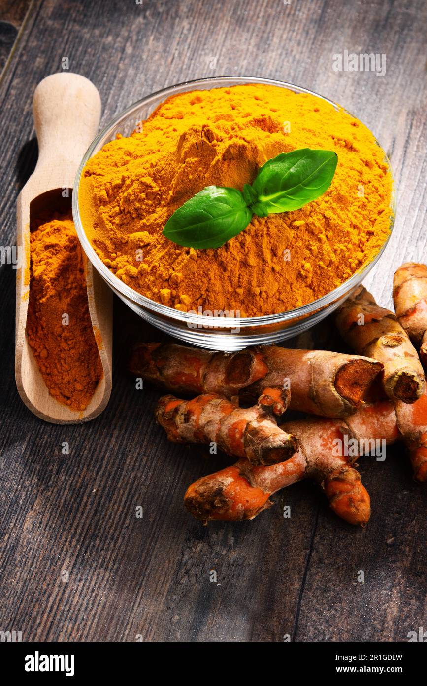 Turmeric root composition hi-res stock photography and images - Alamy